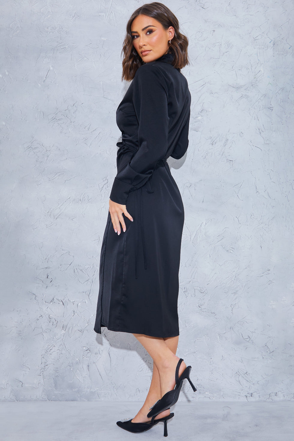 Wrap Collared Midi Dress – InTheStyle