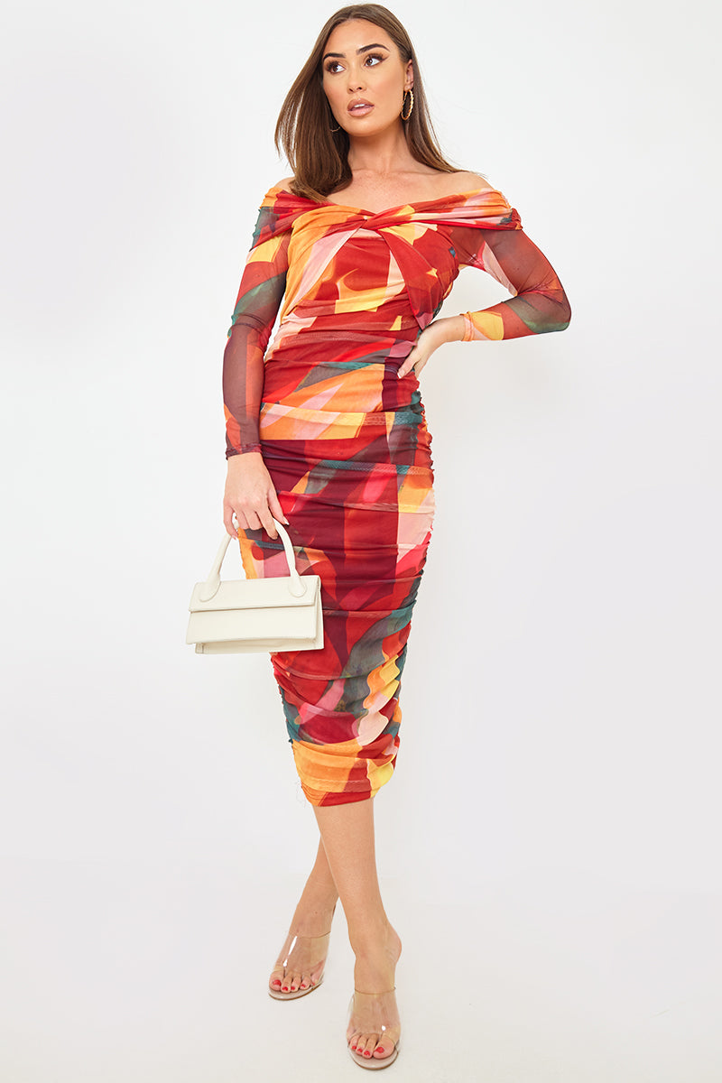Contrast Mesh Twist Midi Dress – InTheStyle
