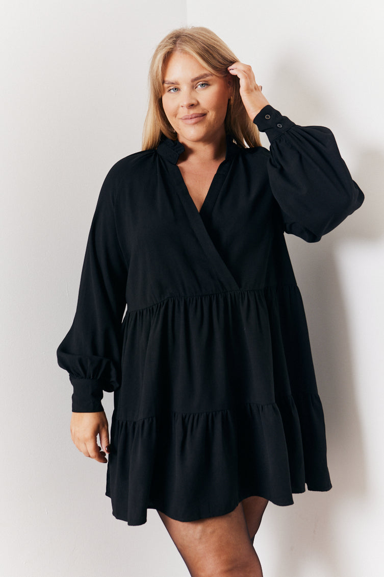 Wrap Front V-Neck Smock Dress – InTheStyle