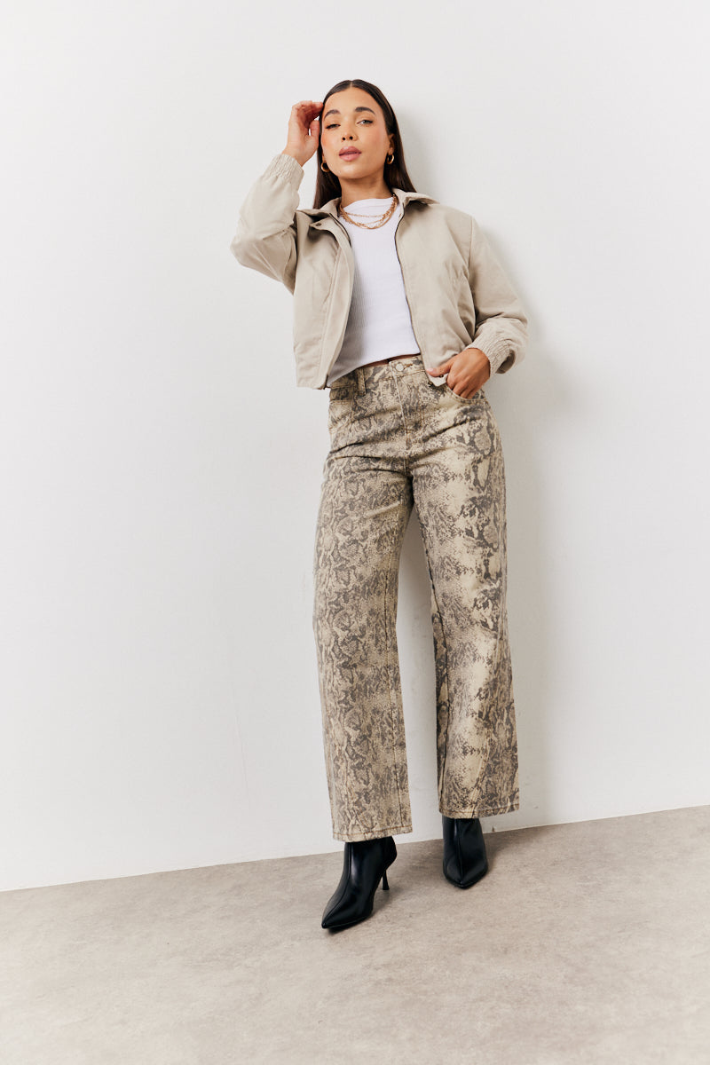 Snake Print Straight Leg Jeans – InTheStyle
