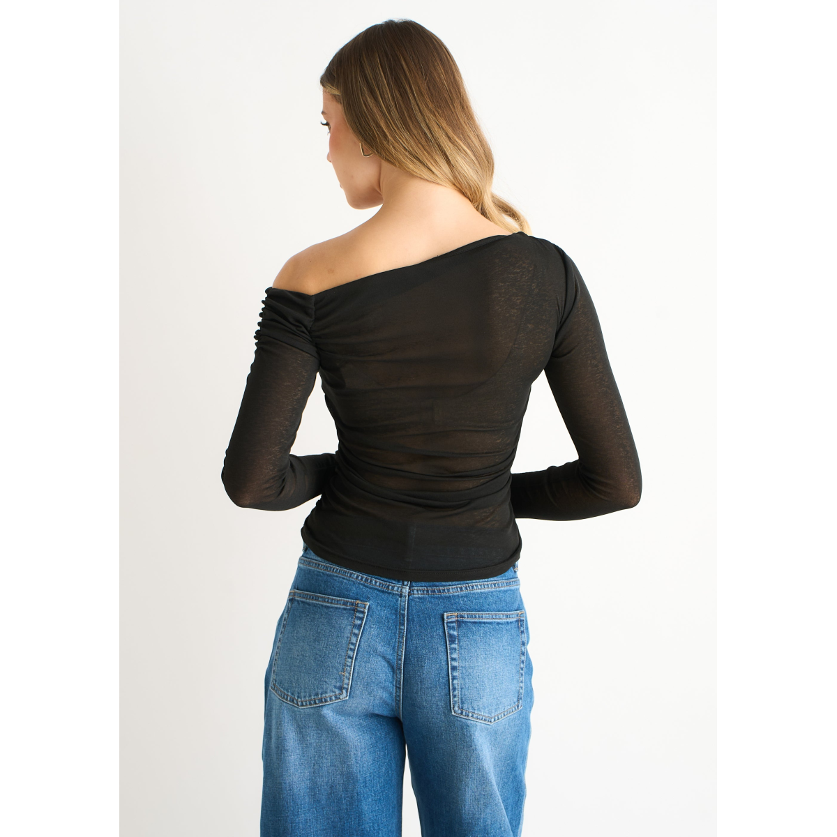 Black Jersey Slash Neck Long Sleeve Top – InTheStyle