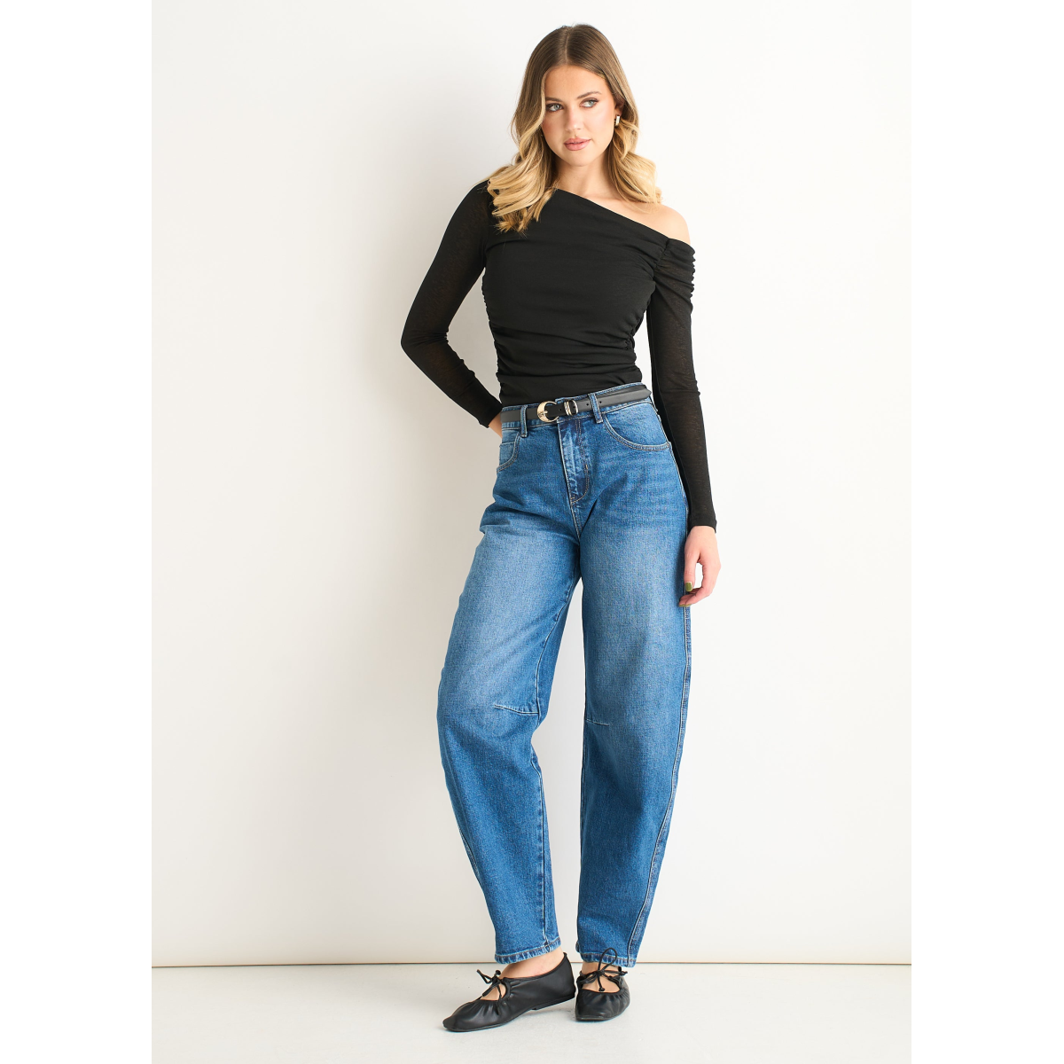 Black Jersey Slash Neck Long Sleeve Top – InTheStyle