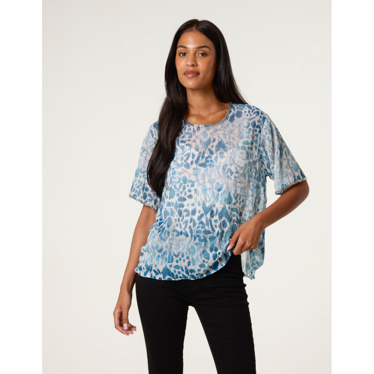 Embellished Chiffon Top – InTheStyle