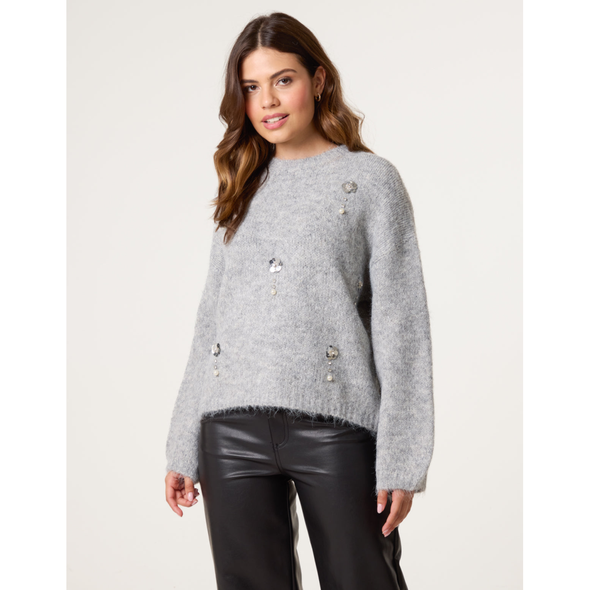Flower Embellished Jumper – InTheStyle