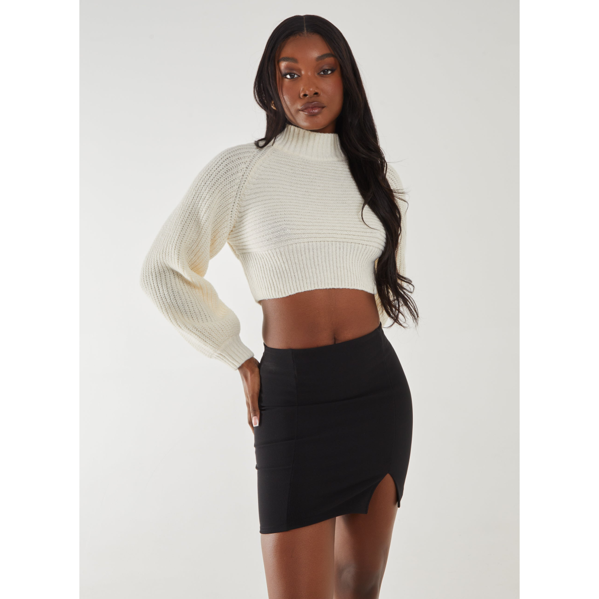 High Neck Knitted Crop Jumper – InTheStyle