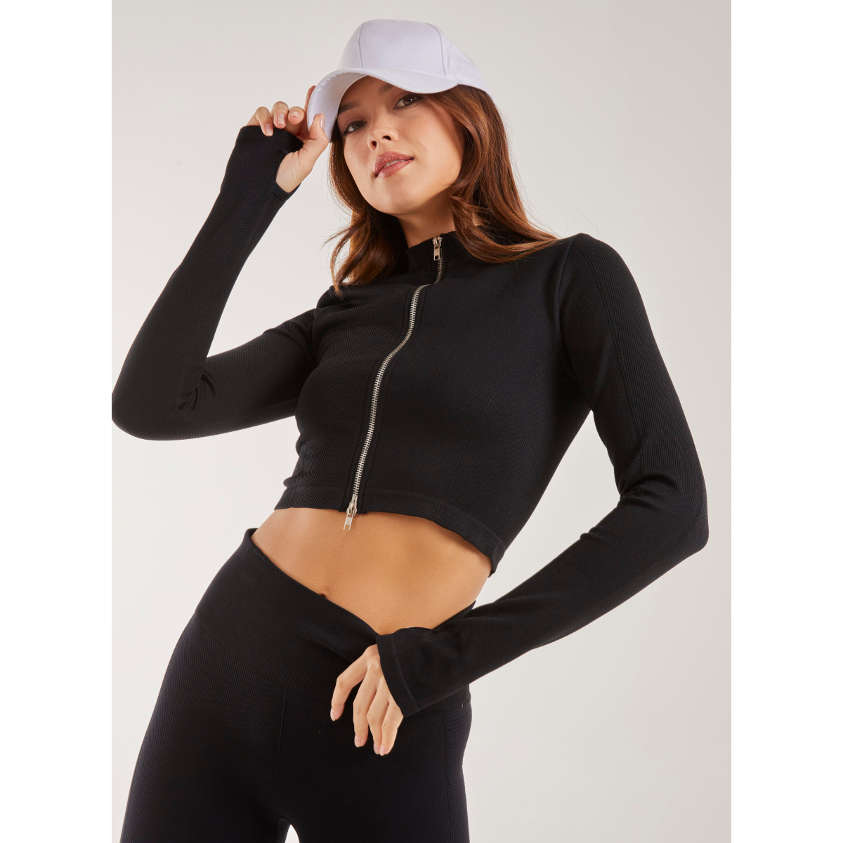 Active Rib Double Zip Top – InTheStyle