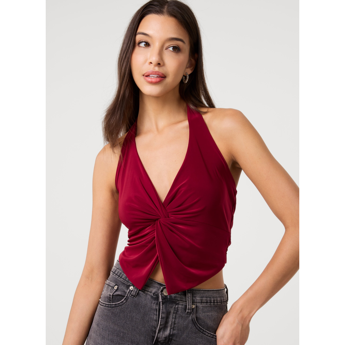 Knot Front Halter Top – InTheStyle
