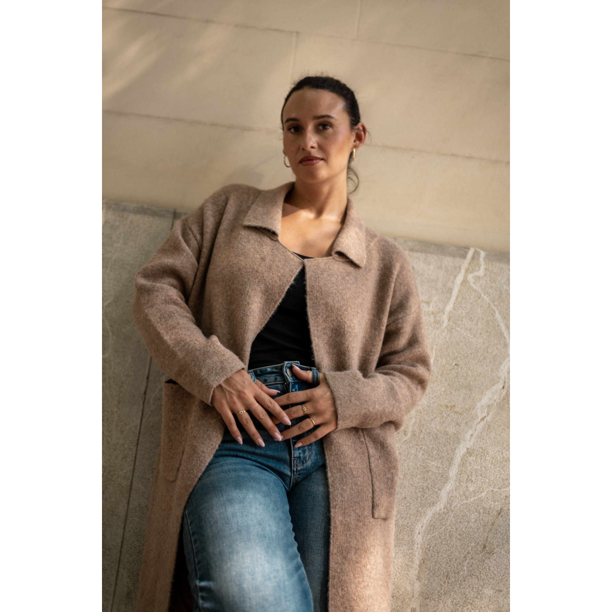 Brown Wool Mix Longline Edge to Edge Cardigan – InTheStyle