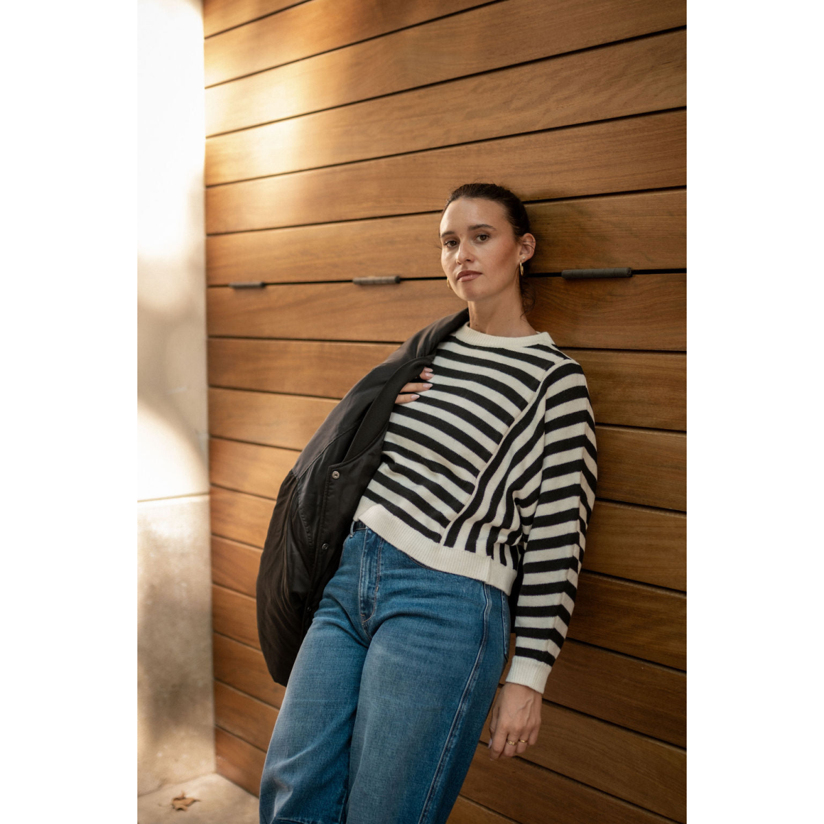 White Recycle Contrast Stripe Loose Fit Knit Jumper – InTheStyle