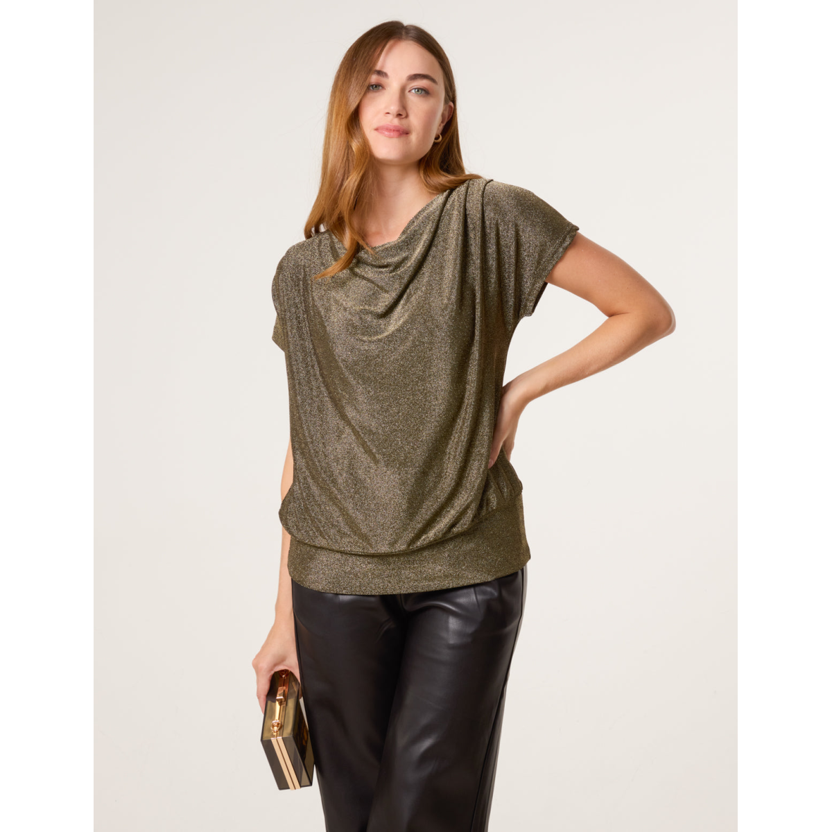 Lurex Cowl Neck Draped Top – InTheStyle