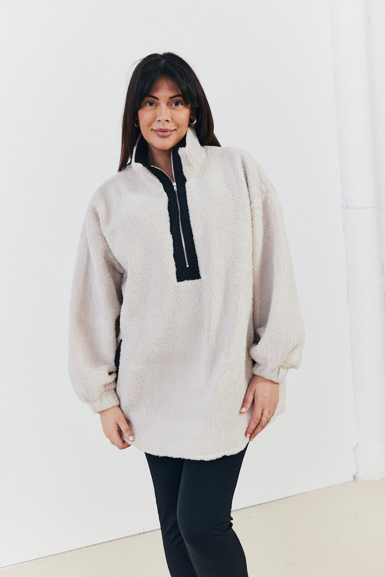 Half Zip Borg Pull Over Jacket – InTheStyle