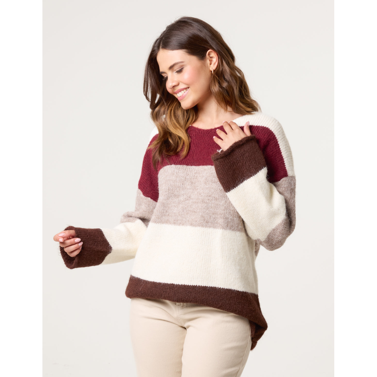 Colourful Stripped V Neck Jumper – InTheStyle