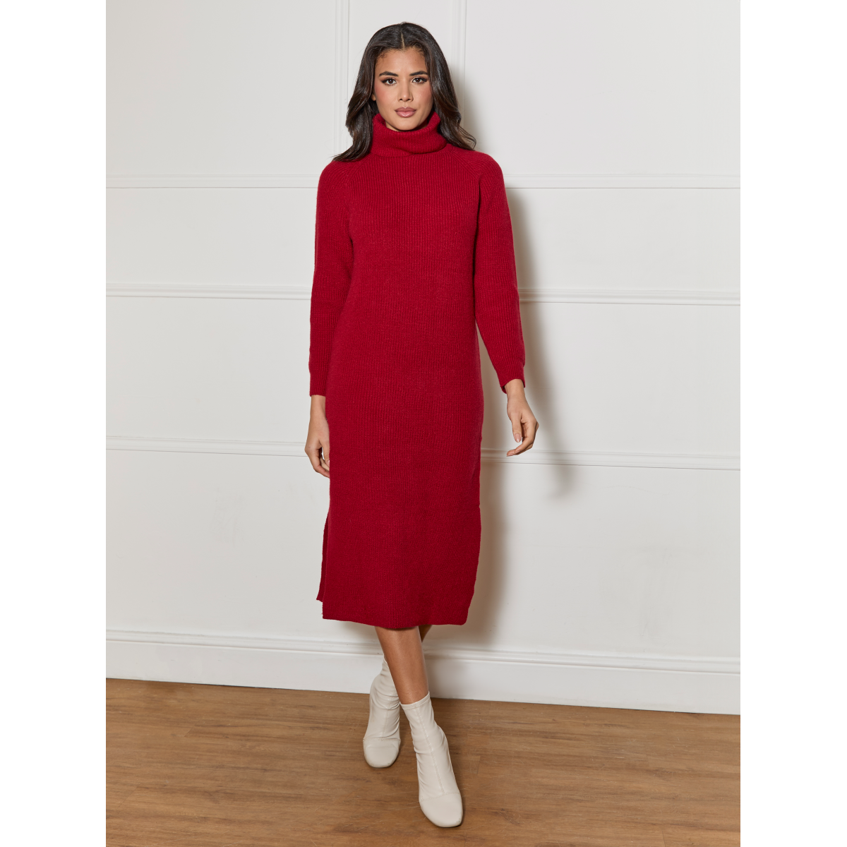 Chi Chi London Roll Neck Oversized Jumper Dress in Red – InTheStyle